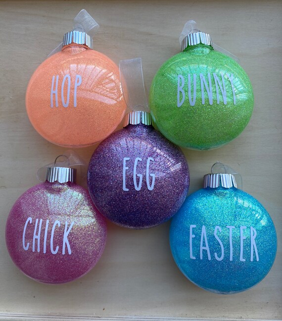 Easter Glitter Ornaments-Easter Ornament-Set of 5 Easter Tree | Etsy