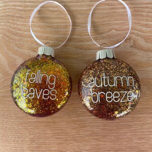 Fall Themed Ornament, Fall Glittered Ornament Set of 5, Thanksgiving ...