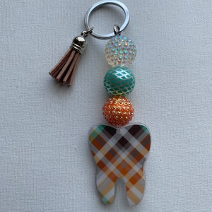 Tooth Keychain-personalized Glitter Tooth Keychain- Dentist Keychain ...