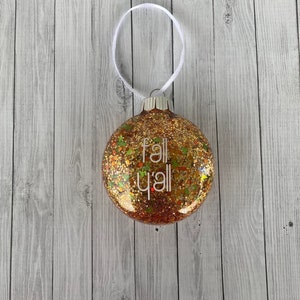 Fall Themed Ornament, Fall Glittered Ornament Set of 5, Thanksgiving ...