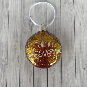 Fall Themed Ornament, Fall Glittered Ornament Set of 5, Thanksgiving ...