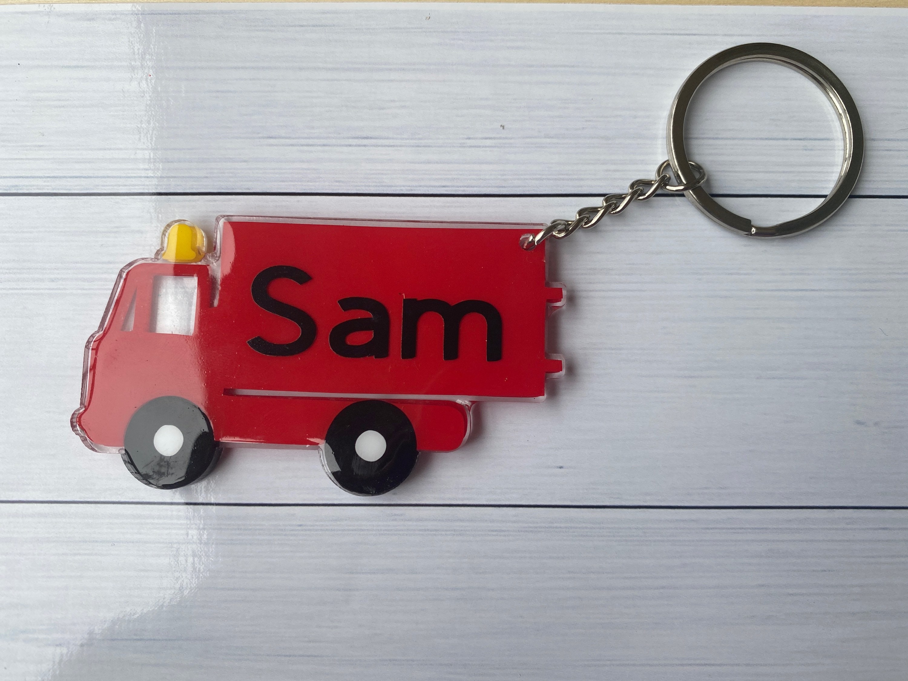 Fire Truck Keychain-Personalized Fire Truck Keychain-Custom | Etsy