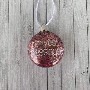 Fall Themed Ornament, Fall Glittered Ornament Set of 5, Thanksgiving ...