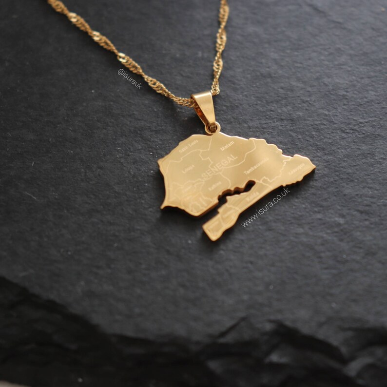 Senegal City Pendant Necklace Gold Plated African Jewellery - Etsy