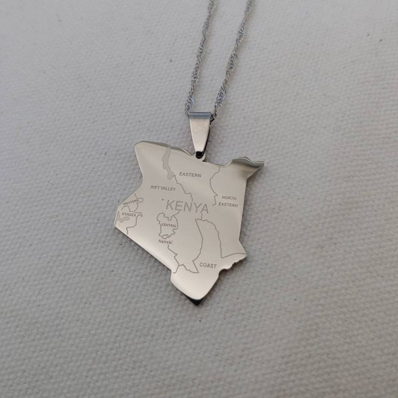 Kenya City Map Pendant Necklace Silver Africa Continent - Etsy UK