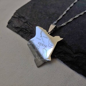 Kenya City Map Pendant Necklace Silver Africa Continent Jewellery ...