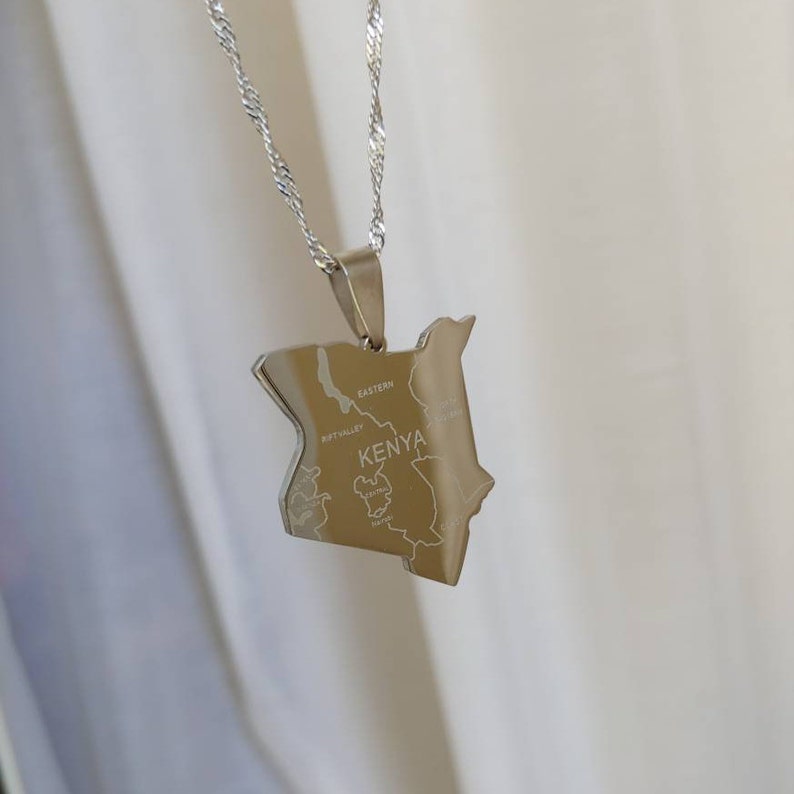Kenya City Map Pendant Necklace Silver Africa Continent - Etsy UK