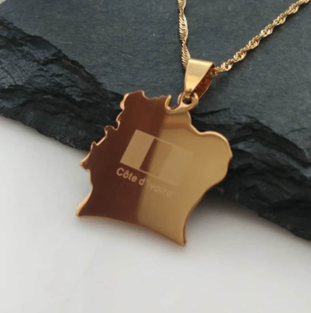 Ivory Coast 'cote D'ivor' Flag Pendant Africa Country Map Jewellery ...