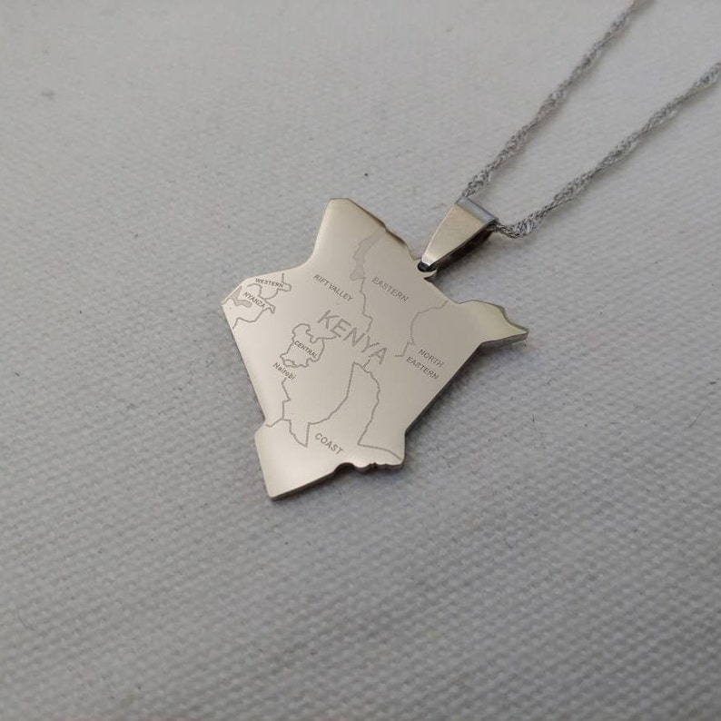 Kenya City Map Pendant Necklace Silver Africa Continent - Etsy UK