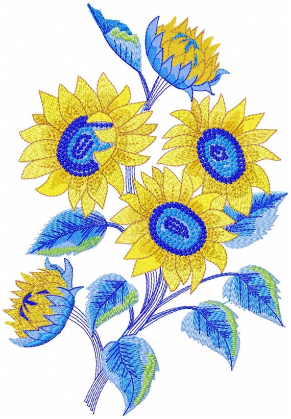 Sunflower Machine Embroidery Design 184 X 270 Mm 7.24 X | Etsy