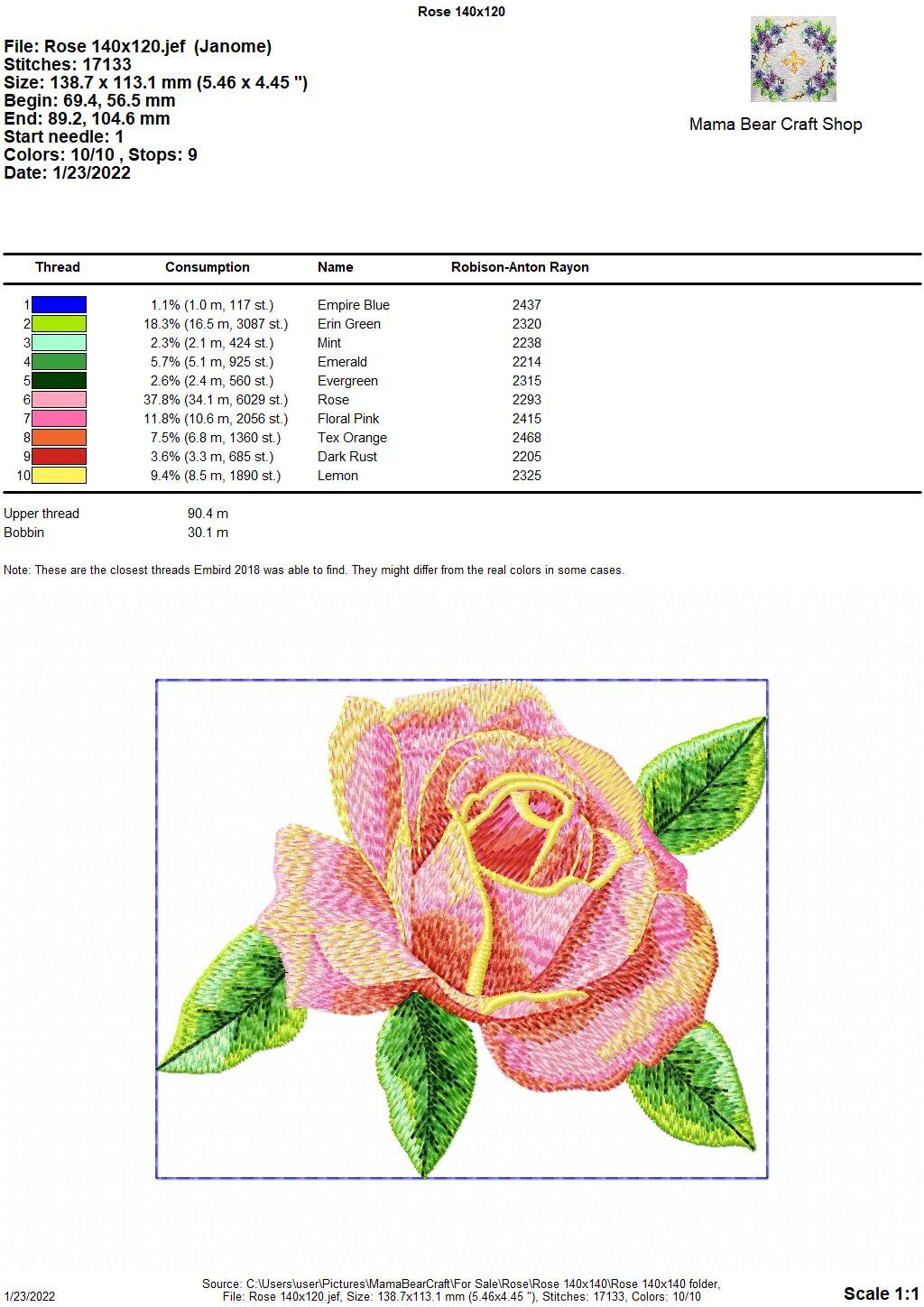 Rose Machine Embroidery Design 140 X 120 Mm 5.46 X - Etsy