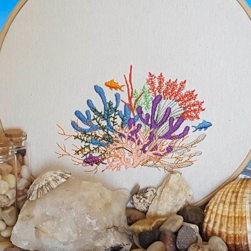 Coral Machine Embroidery Design Seaweed Marine Embroidery - Etsy