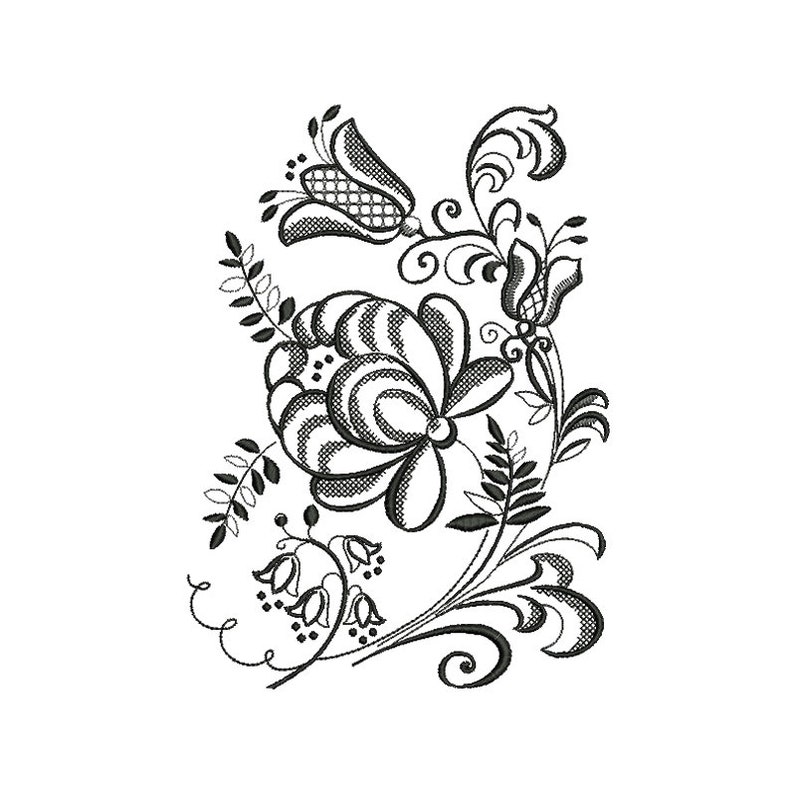 Floral Motifs Design for Machine Embroidery Rustic Motif - Etsy