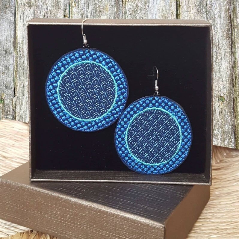Geometric Earrings Machine Embroidery Abstract Pattern - Etsy