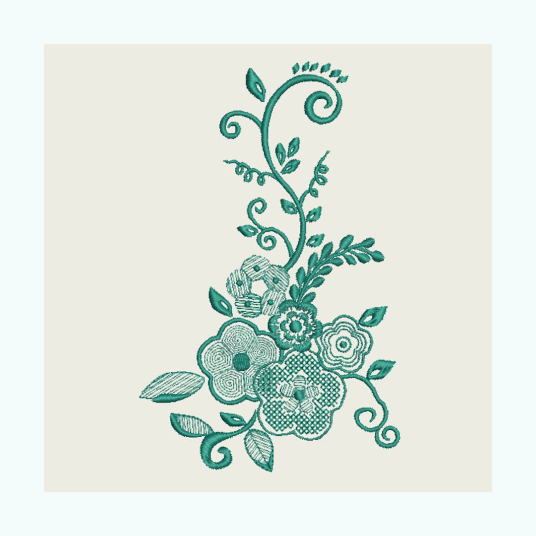 Floral Pattern Machine Embroidery Design, Flower Pattern Digital ...