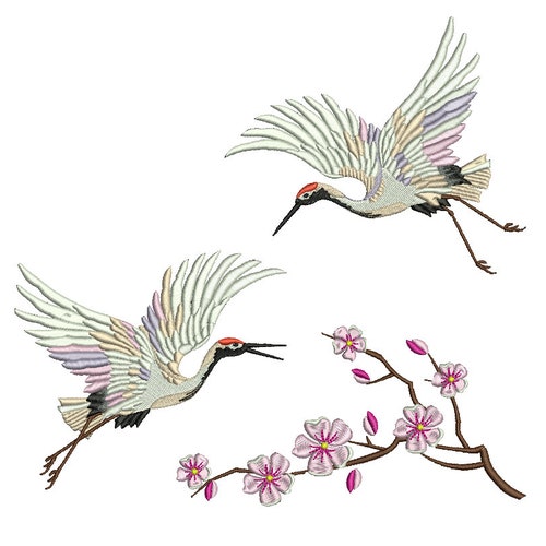 Crane Machine Embroidery Design | Etsy