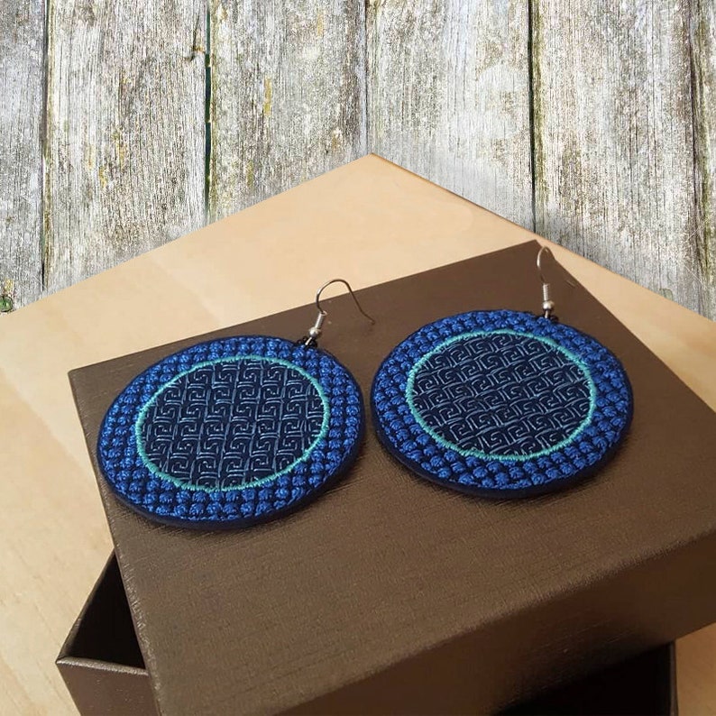 Geometric Earrings Machine Embroidery Abstract Pattern - Etsy