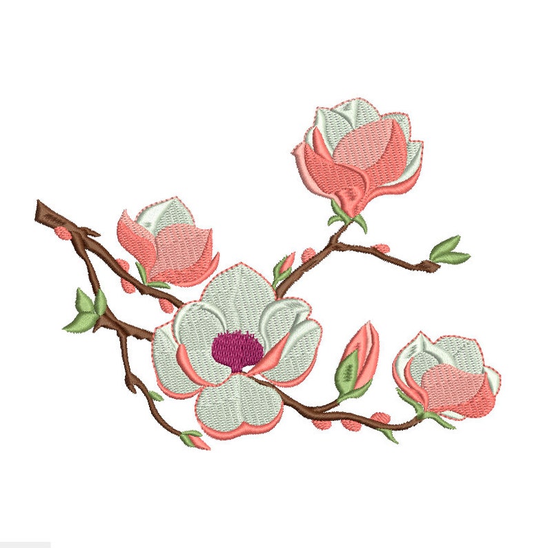 Magnolia blossom machine embroidery design Japanese magnolia | Etsy