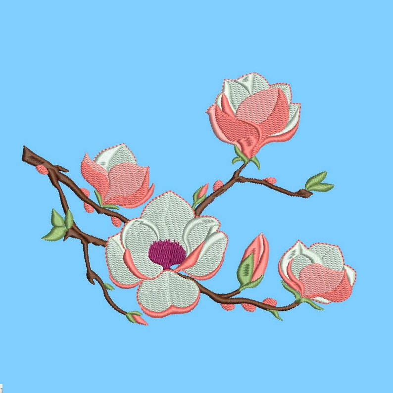 Magnolia blossom machine embroidery design Japanese magnolia | Etsy