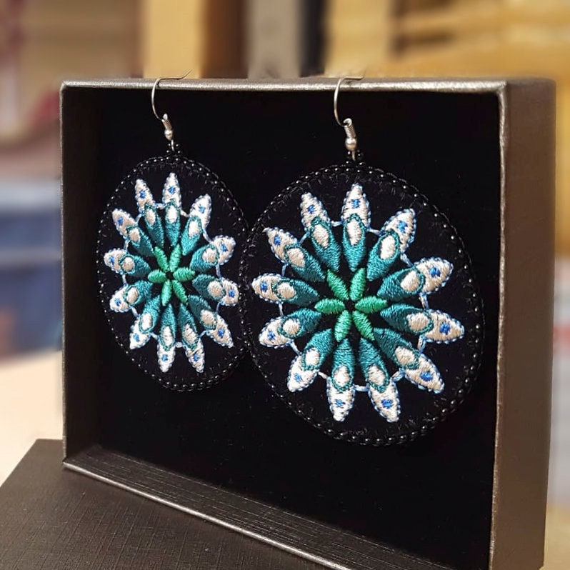 Geometric Design Earrings Machine Embroidery Pattern of - Etsy