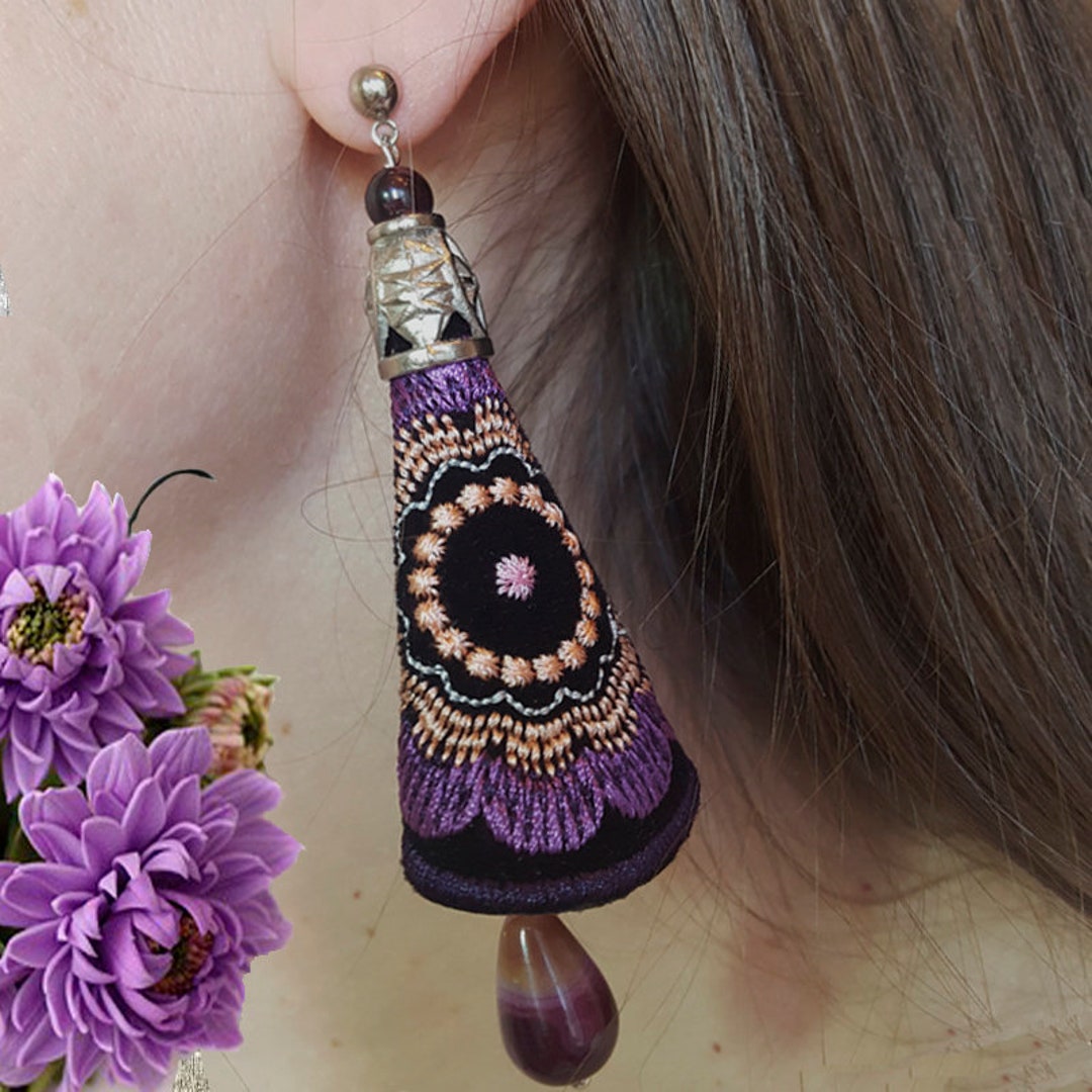 Flower Embroidery for Earrings, Flowers Machine Embroidery Pattern ...