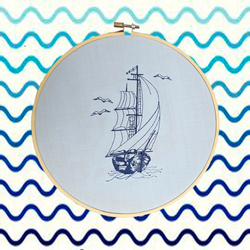 Ship Embroidery - Etsy