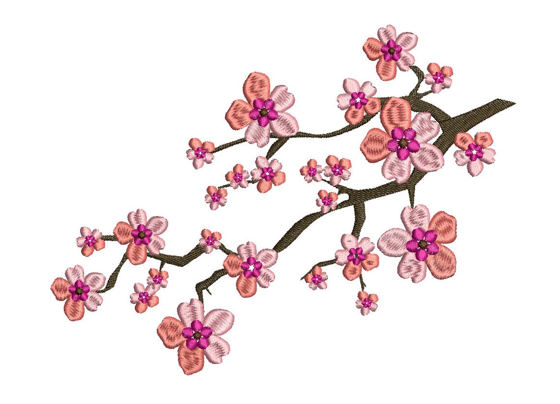 Sakura Tree Branch Machine Embroidery Design, Sakura Flowers Embroidery ...