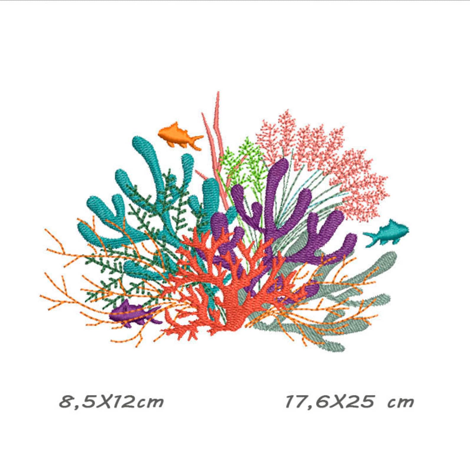 Coral Machine Embroidery Design Seaweed Marine Embroidery - Etsy