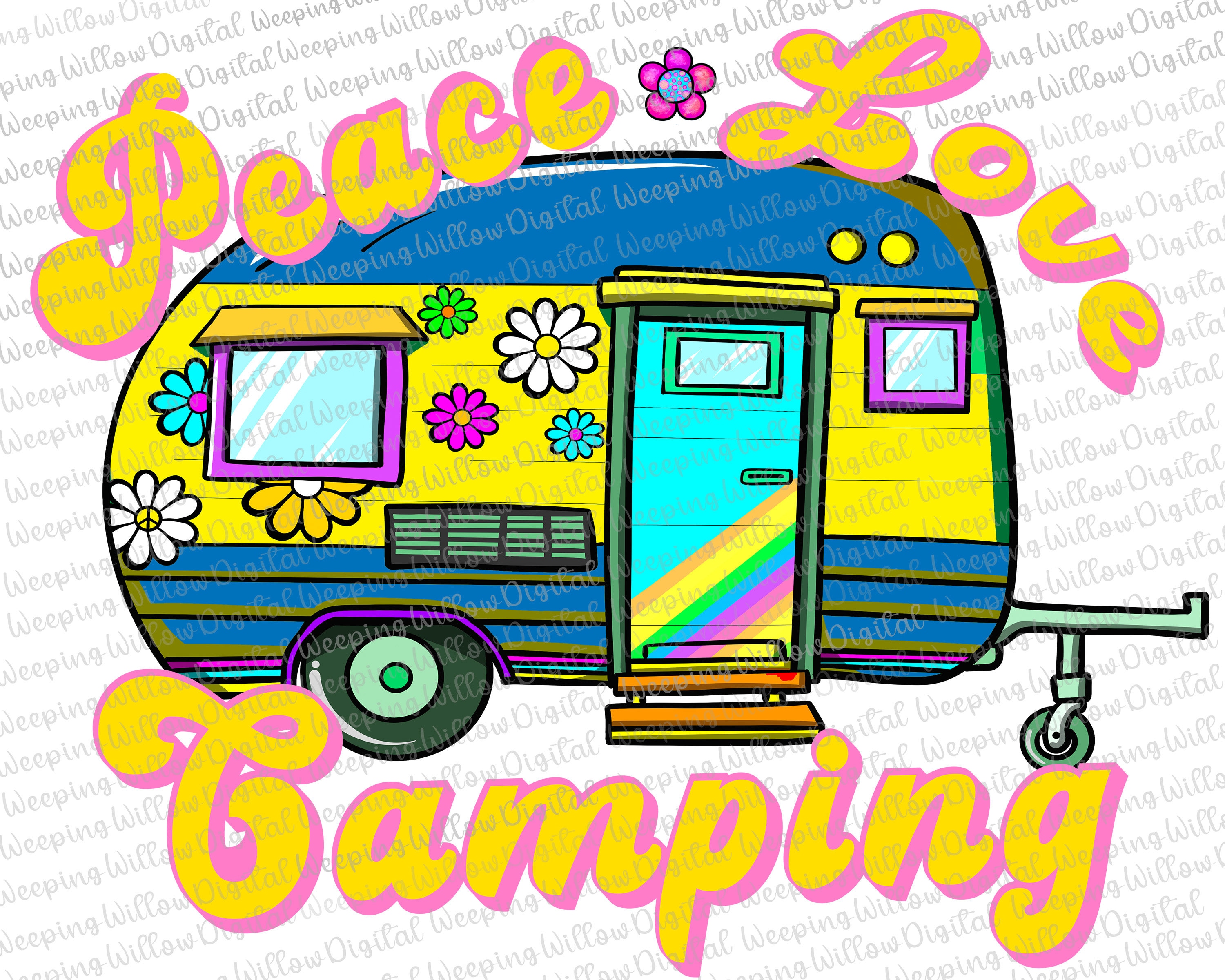 Peace Love Camping PNG, Full-time RV'ers, Retro Hippy Anhänger, 70er ...
