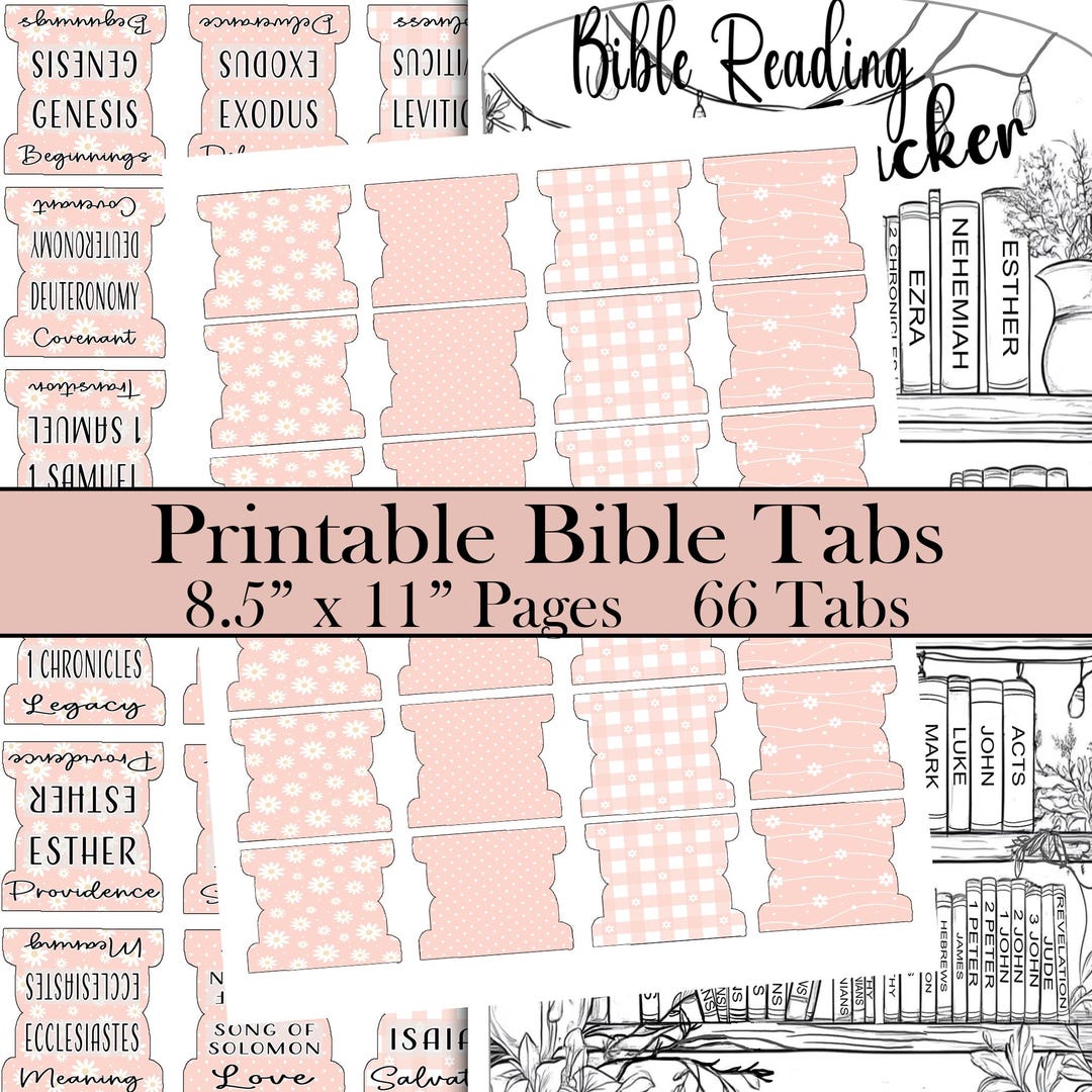 Printable Bible Tabs, Peach Daisy Bible Tabs, Digital Tabs, DIY Bible Tabs, JPG Bible Tabs - Etsy