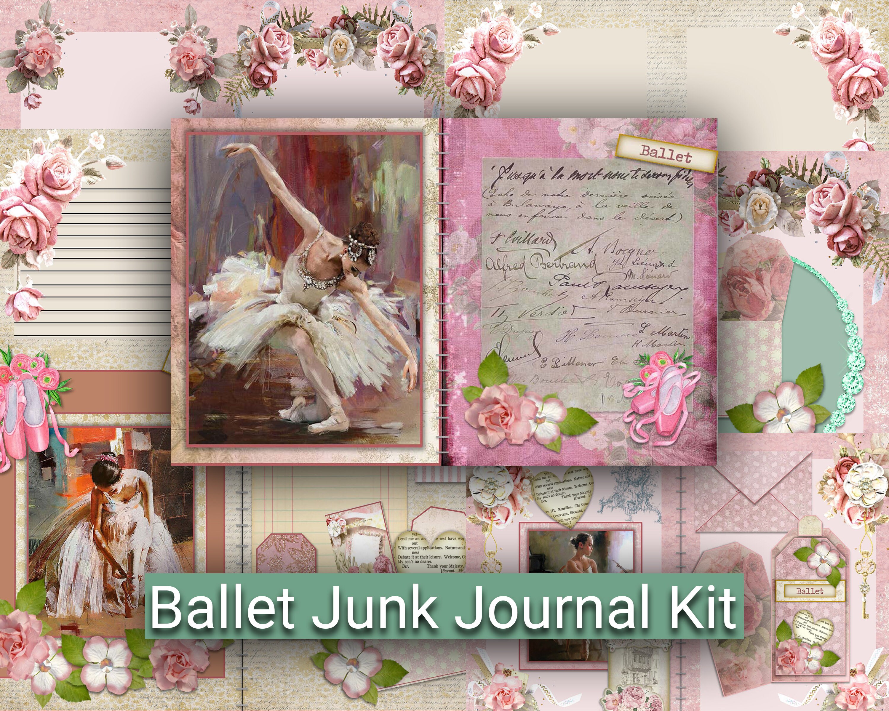 Printable Ballet Junk Journal Kit, Ballet Ephemera Pngs, Journal Pages ...