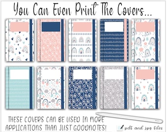 10 Boho Rainbow Digital Notebook Covers Digital Planner - Etsy