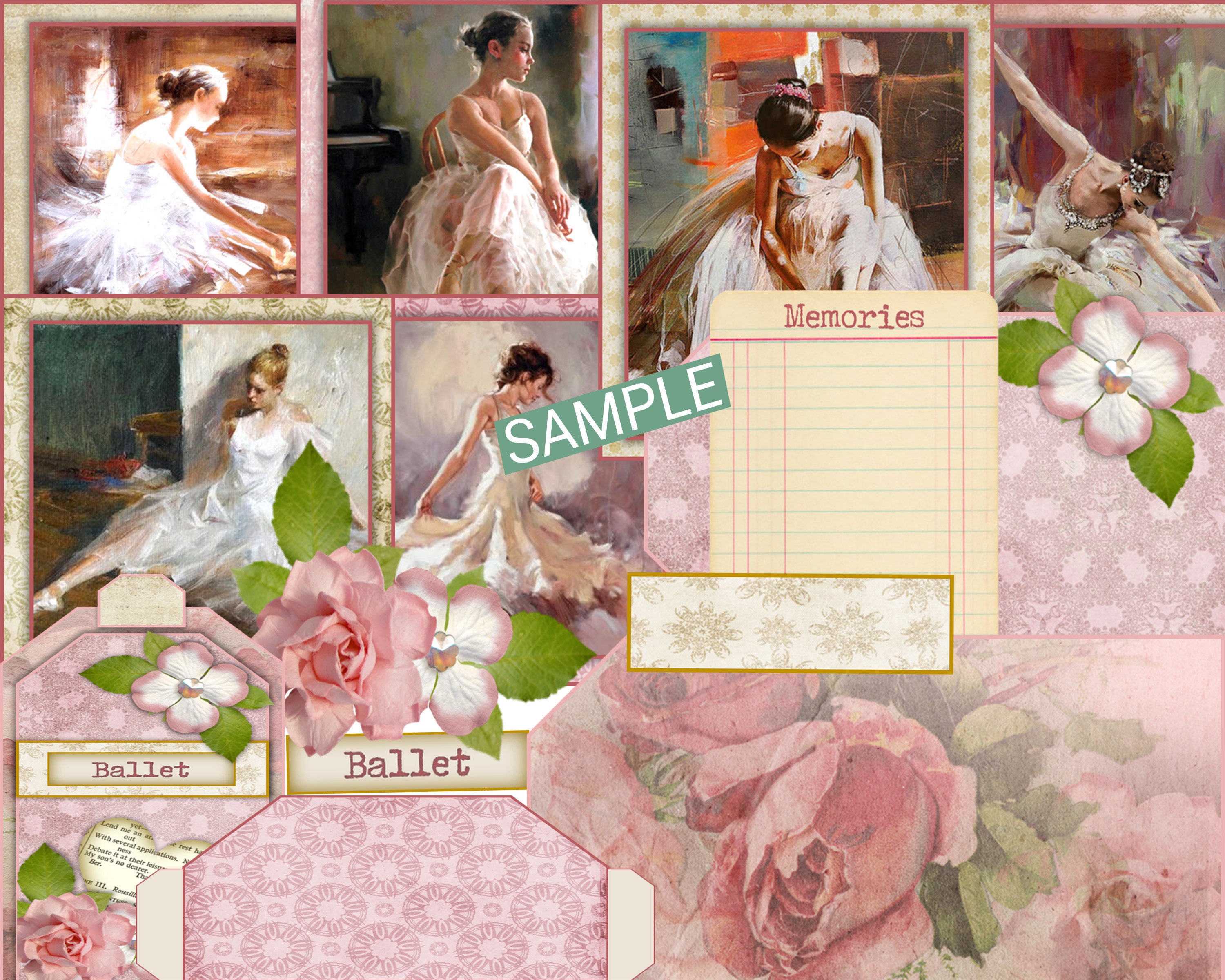 Printable Ballet Junk Journal Kit, Ballet Ephemera Pngs, Journal Pages ...