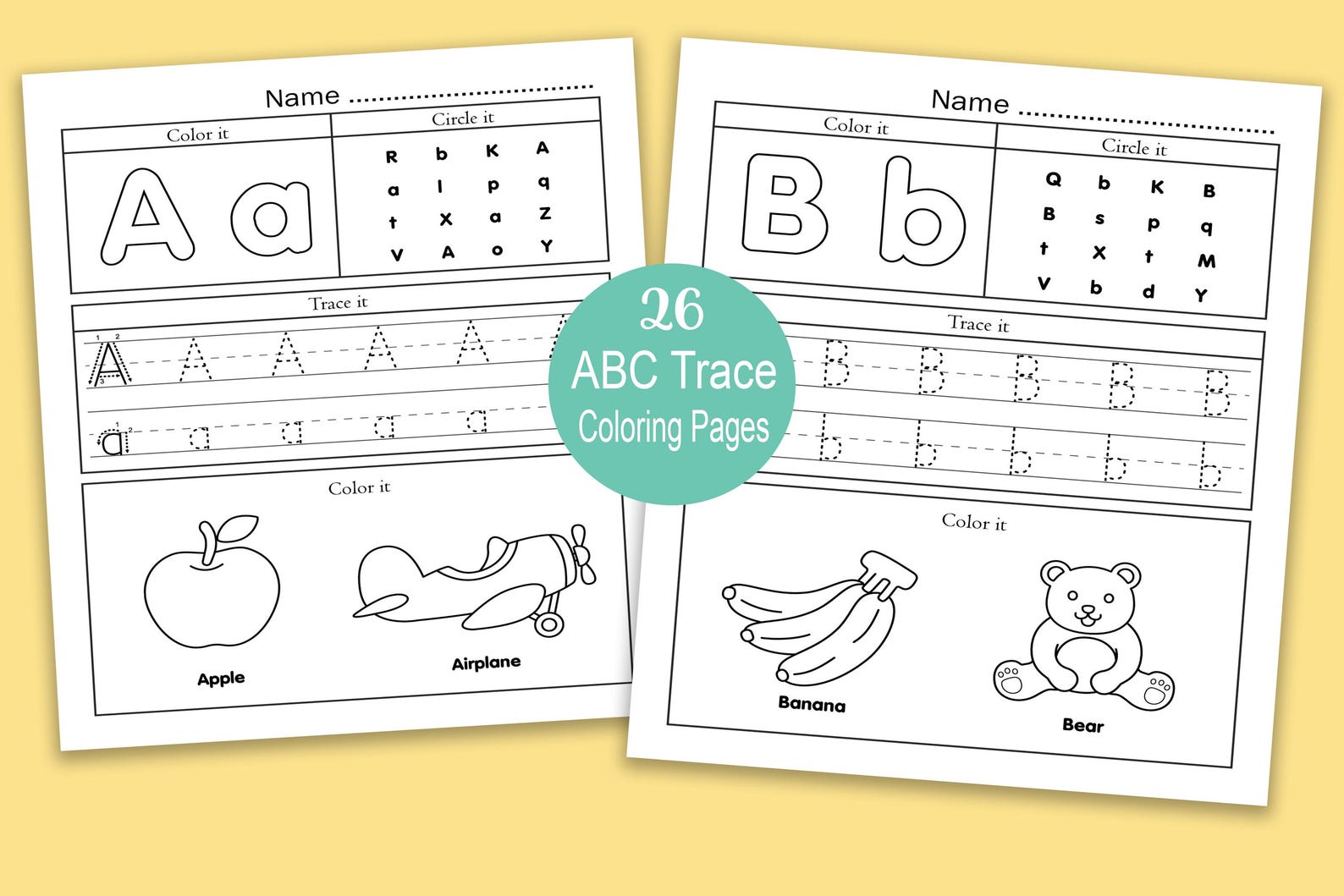 ABC Tracing Coloring Pages - 26 Printable Alphabet Tracing Sheets | Pre ...