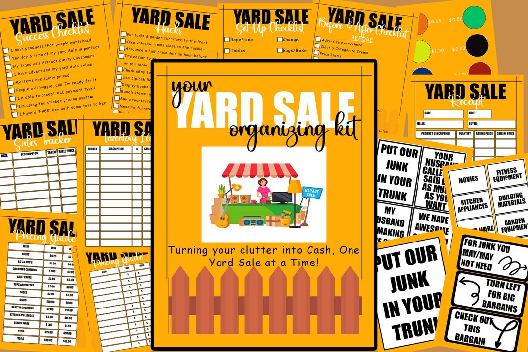 Yard Sale Organizing Kit | Garage Sale Kit | Purchase Logs, Checklist ...