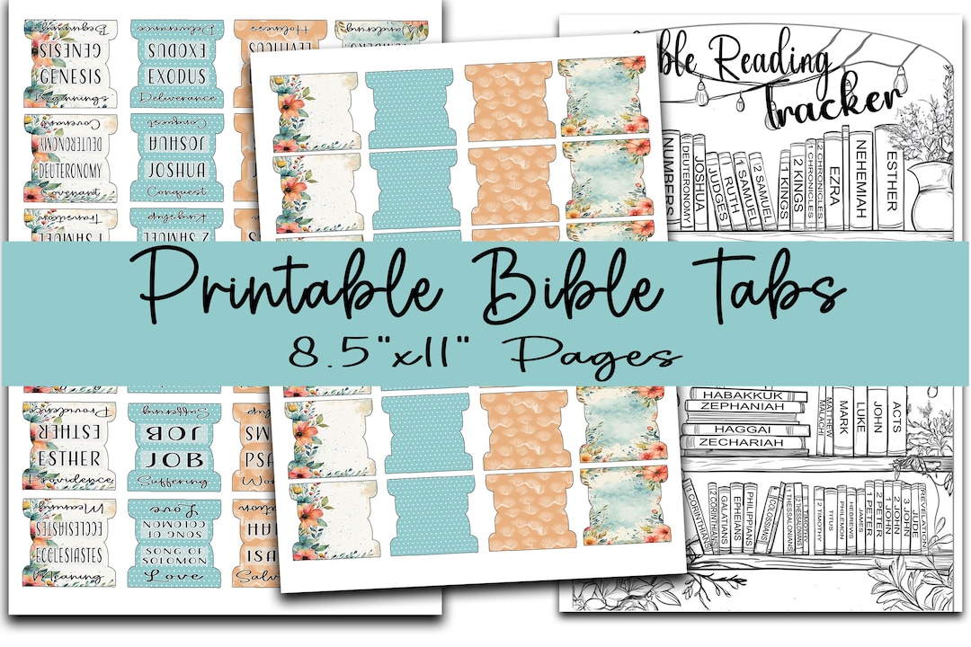 Printable Bible Tabs, Watercolor Floral Bible Tabs, Digital Tabs, DIY Bible Tabs, JPG Bible Tabs ...