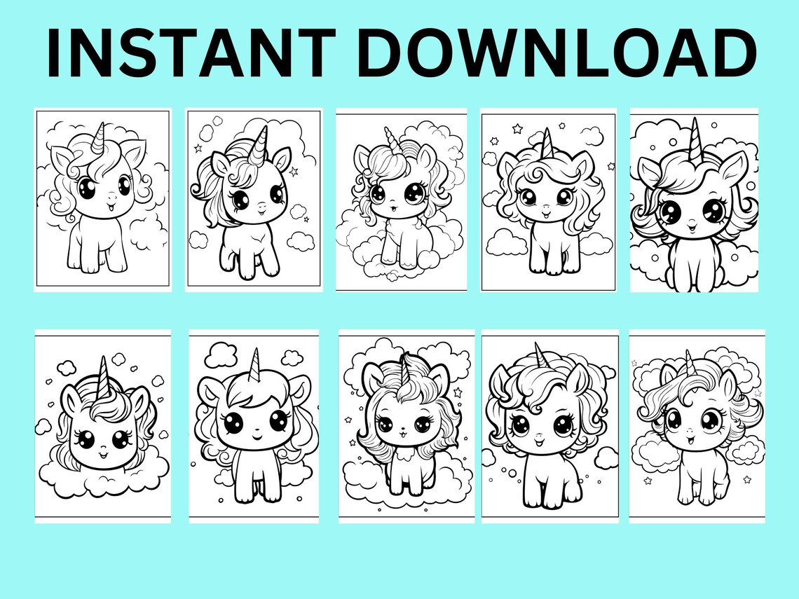 25 Cute Kawaii Unicorn Coloring Pages - Simple Coloring Designs for ...