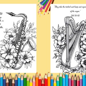 15 Blooming Instruments Christian Scripture Coloring Book, Adults Teens ...