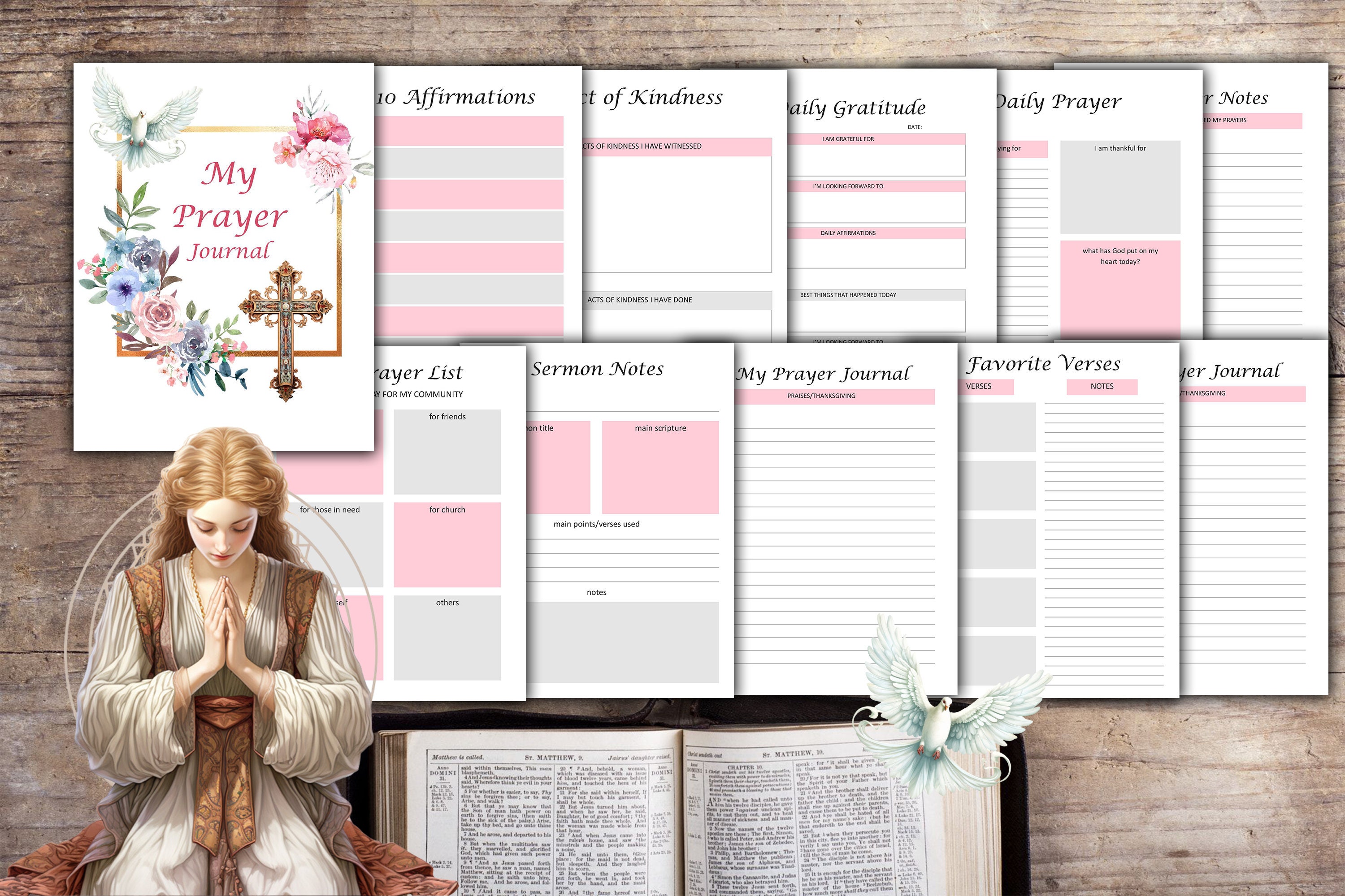 Printable My Prayer Journal With 15 PNG Clipart Images - 10 Pages - 8.5 ...