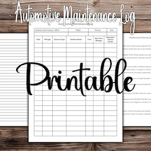 Automotive Maintenance Log Sheets | Vehicle Repair Tracker | Car ...