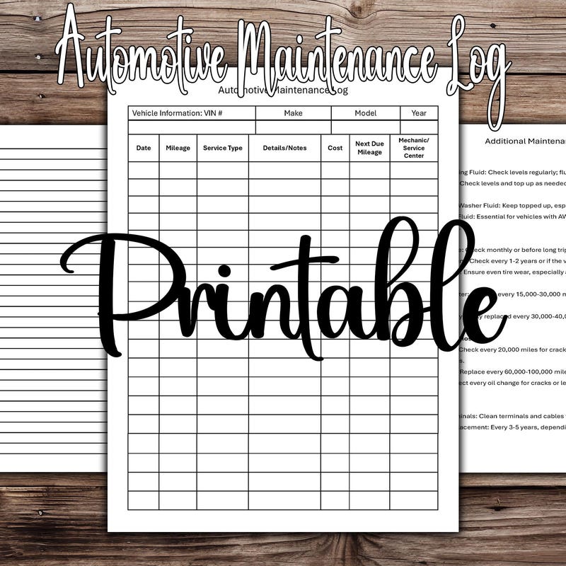 Oil Change Log Sheet - Etsy