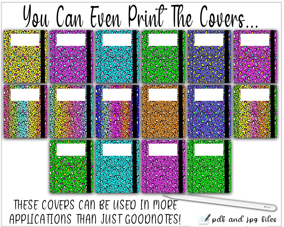 Colorful Leopard Cheetah Patterned Notebook Covers | 16 Digital ...
