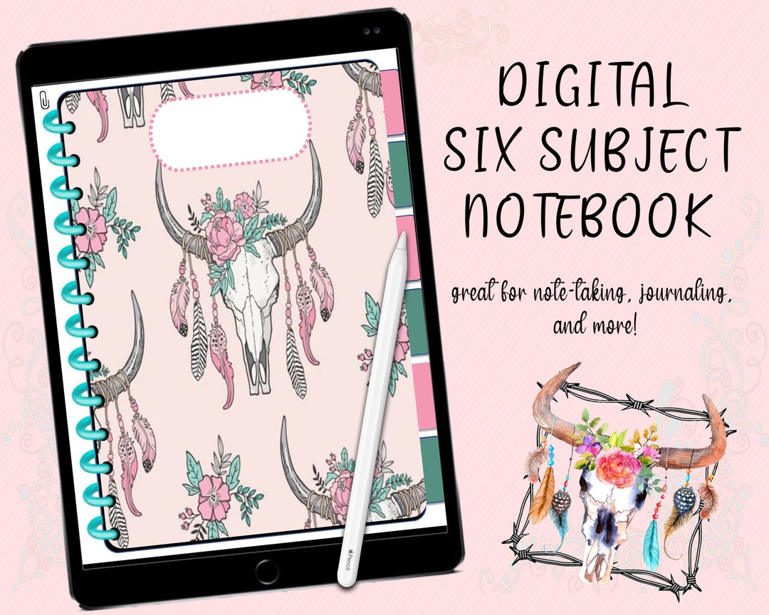 Goodnotes Six Subject Digital Boho Skull for Note-taking, Journaling ...