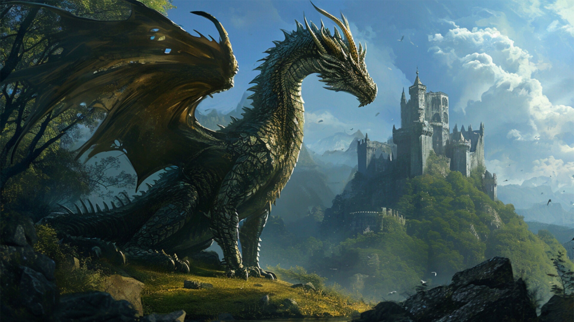Nine Dragons Desktop Wallpaper Bundle, Windows Screensavers, AI Art ...