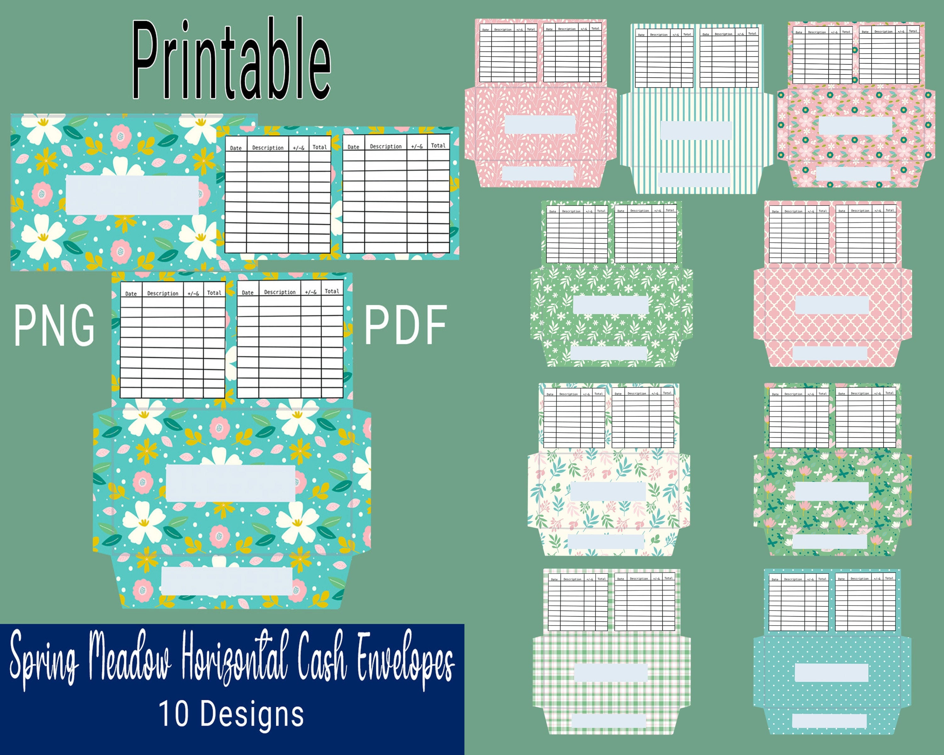 Printable Horizontal Cash Envelopes, Money Envelopes for Budgeting ...