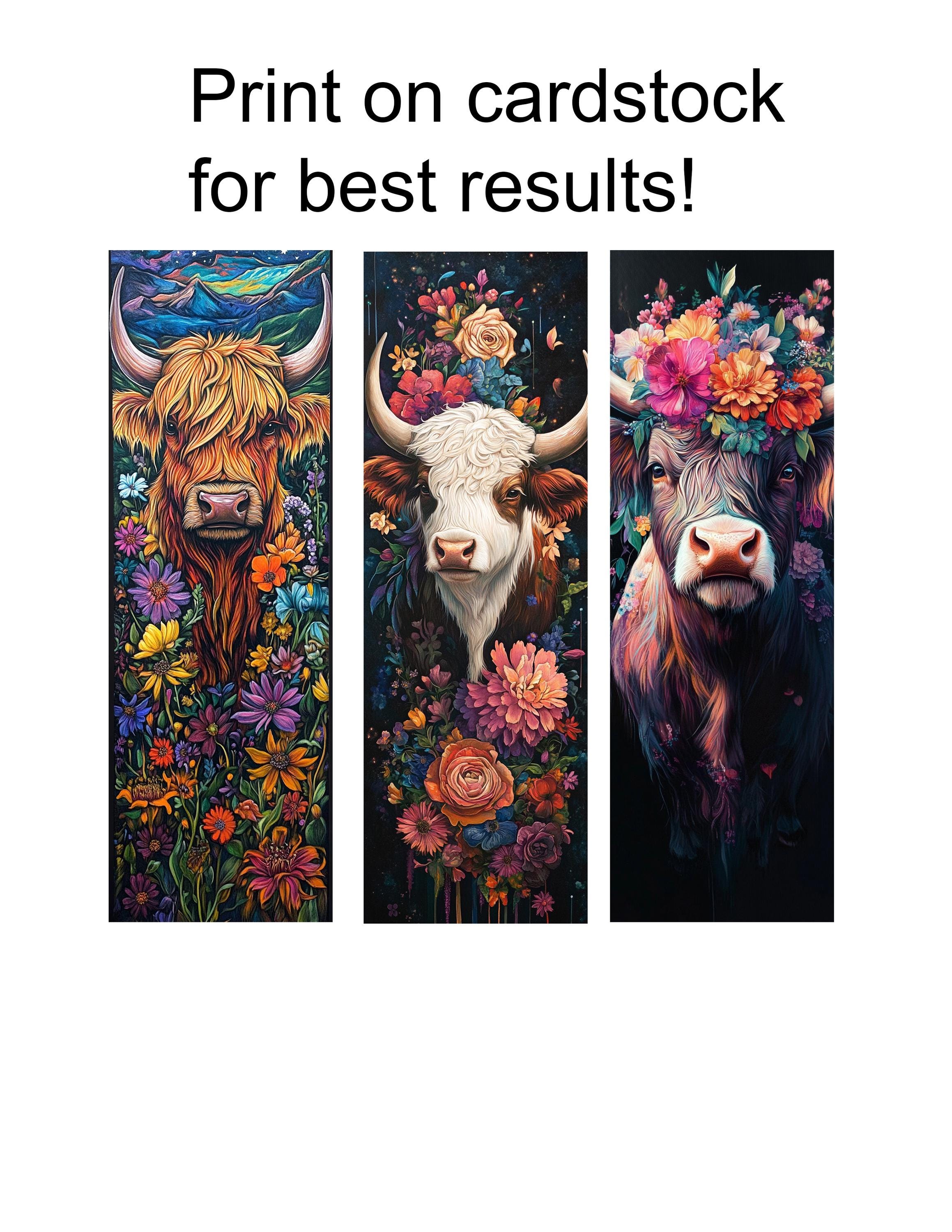 Highland Cow Bookmarks, Floral Animal Print (digital Download) - Etsy