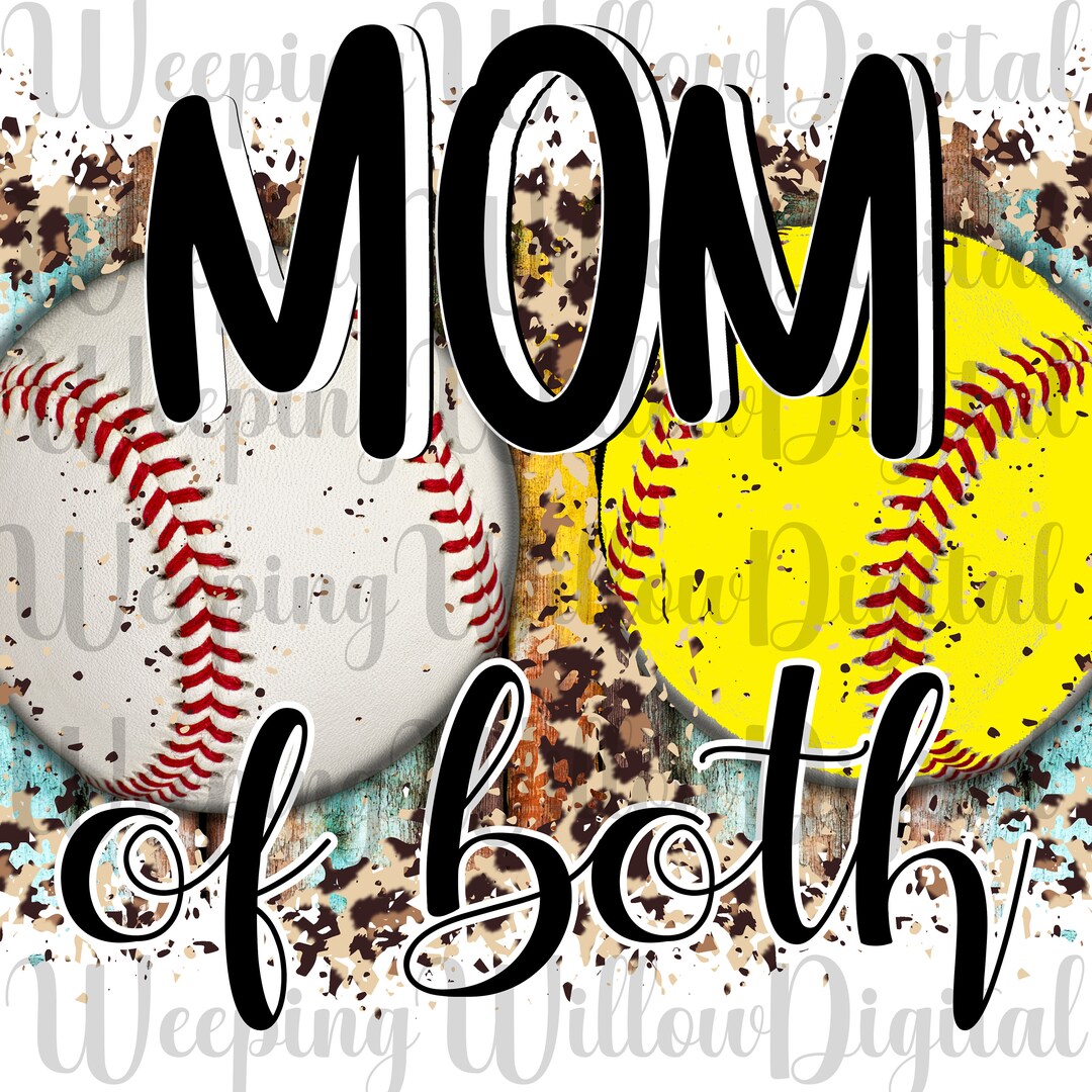 Mom of Both, Baseball Mom, Softball Mom, Leopard Print, Digital ...