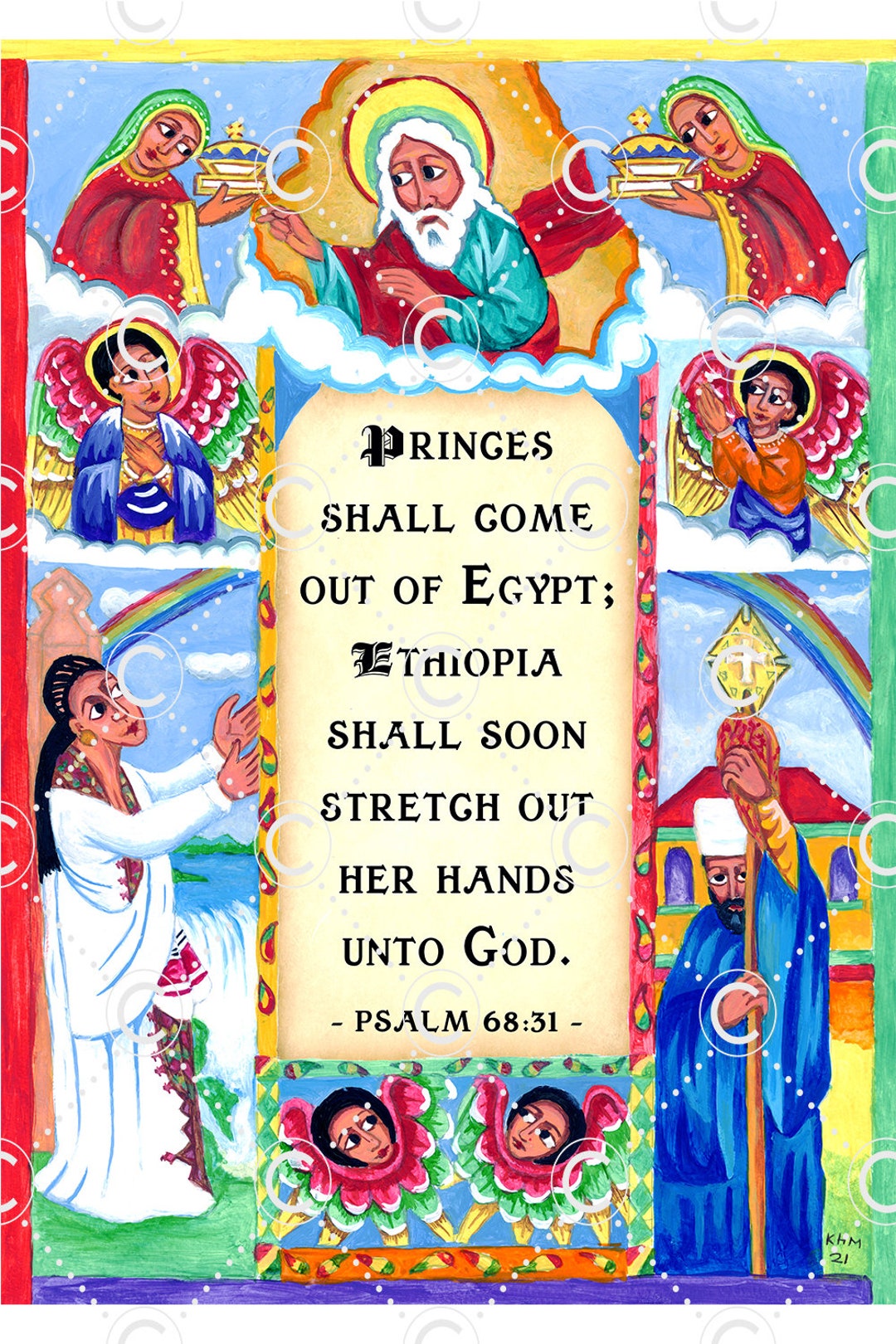 Ethiopian Blessing Art Print, Blue Nile, Priest, Angels, God - Etsy