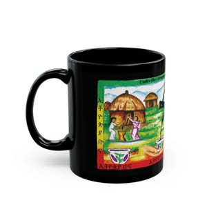 Ethiopian - Inspired Black Ceramic Mug | Original Art | 11oz & 15oz ...