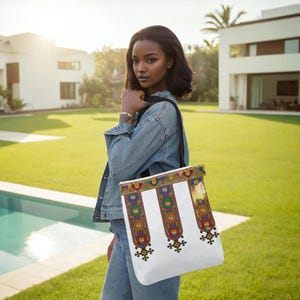 Queen of Sheba Tote Bag - White | Tigray Art Design | Saba Tilet ...
